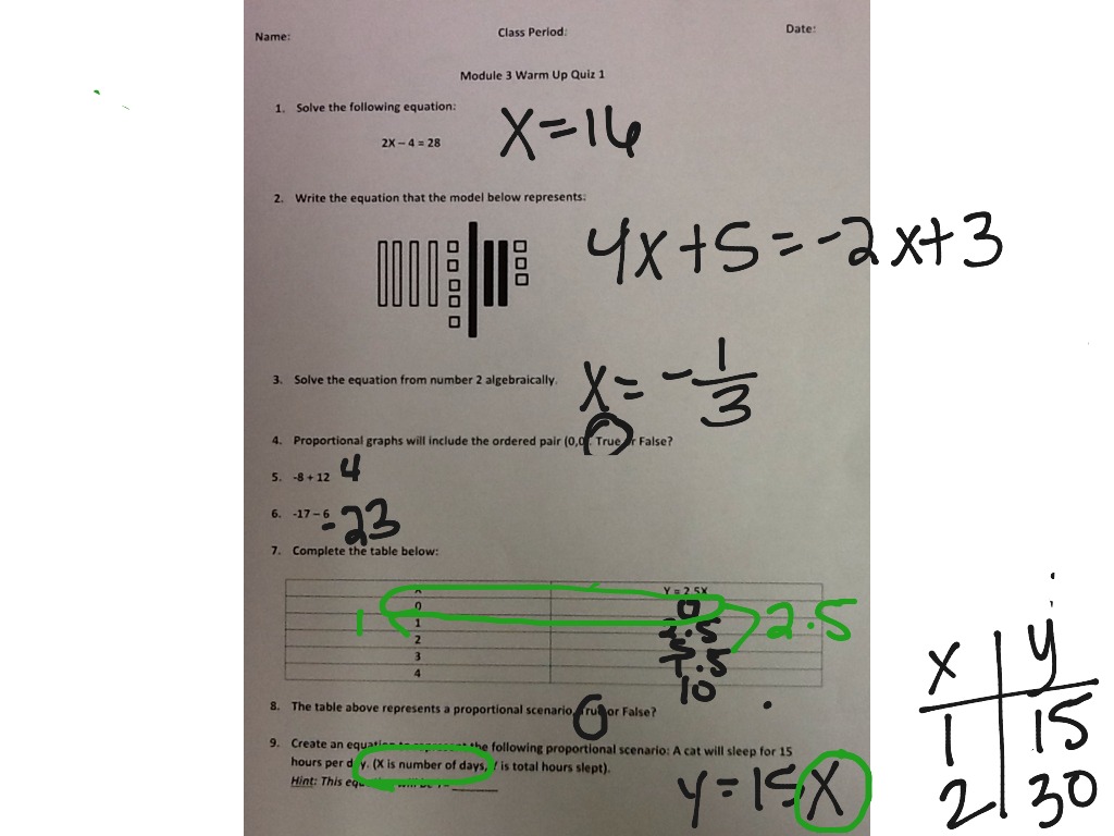 Module 3 Warm Up Quiz Part 1 | Math | ShowMe