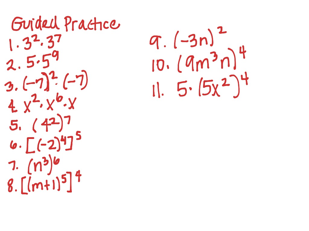 Section 7.1 exponents (product) | Math, Algebra | ShowMe