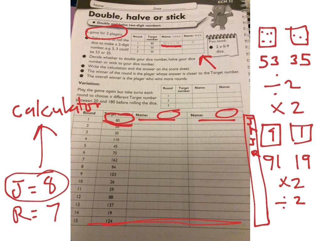 Silver stars maths work doubling and halving game | Math | ShowMe