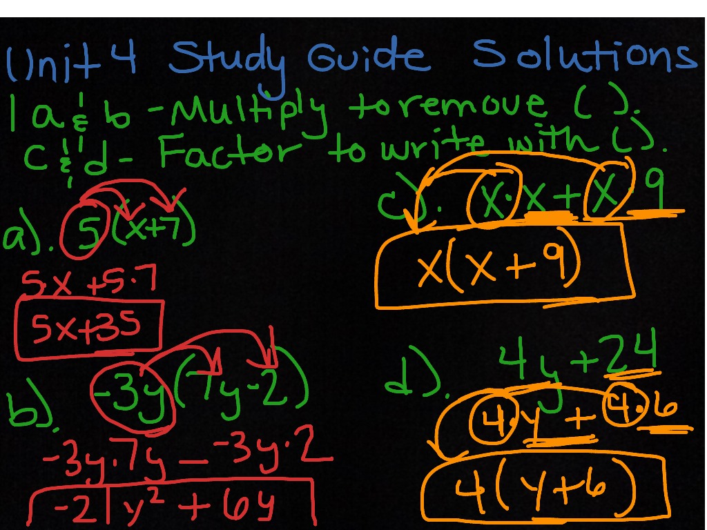 Ch 4 study guide solutions | Math, distributive property, Factoring ...