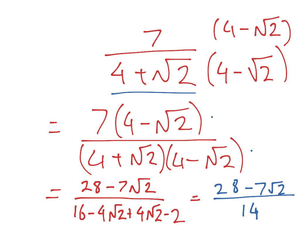 Rationalising the denominator | Math, Algebra | ShowMe