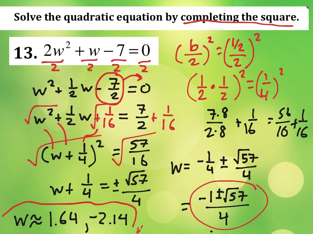 Alg2 5-5 Complete the Square Ex3 | Math, Algebra 2, Completing the ...