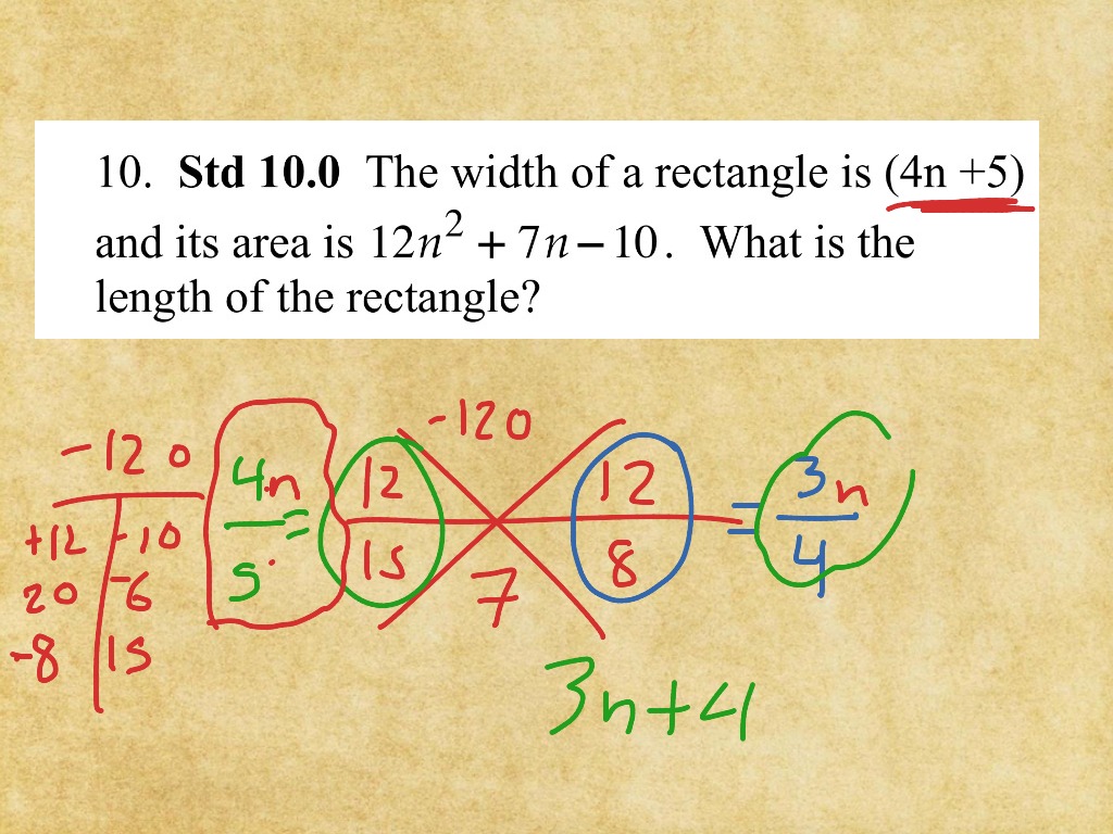 Algebra Benchmark Q3 #10 | Math, Algebra, area, Factoring Quadratics | ShowMe