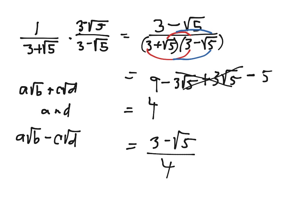 ShowMe - rationalizing the denominator with 2 irrational numbers